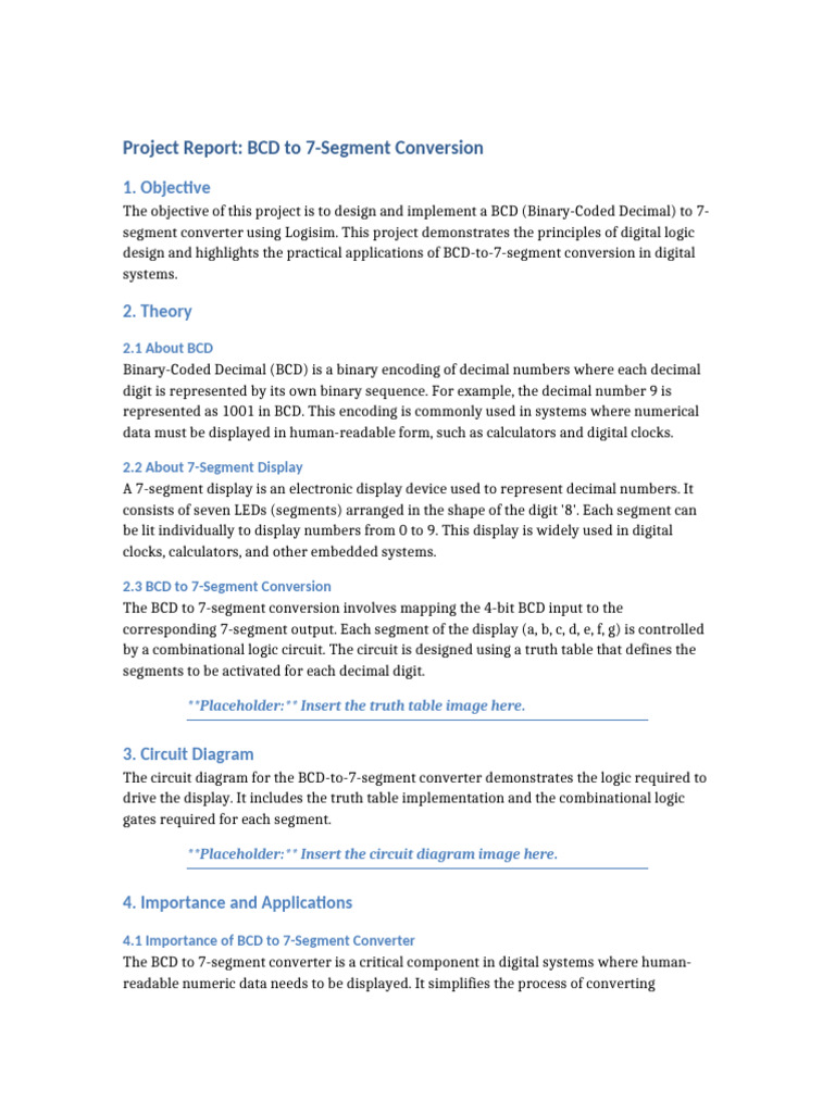 BCD to 7-Segment Converter Project Report | PDF