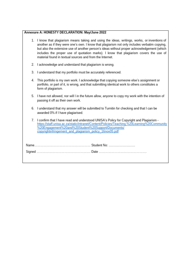 Honesty Declaration _May-June 2022 | PDF