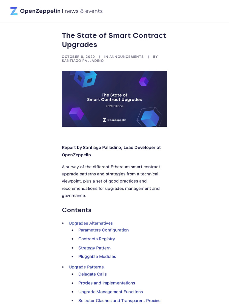 The State of Smart Contract Upgrades - OpenZeppelin Blog | PDF | Variable (Computer Science ...