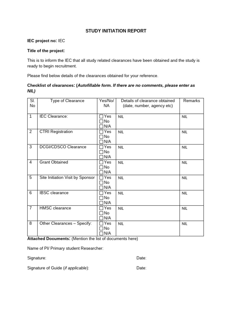 9. Study initiation report | PDF
