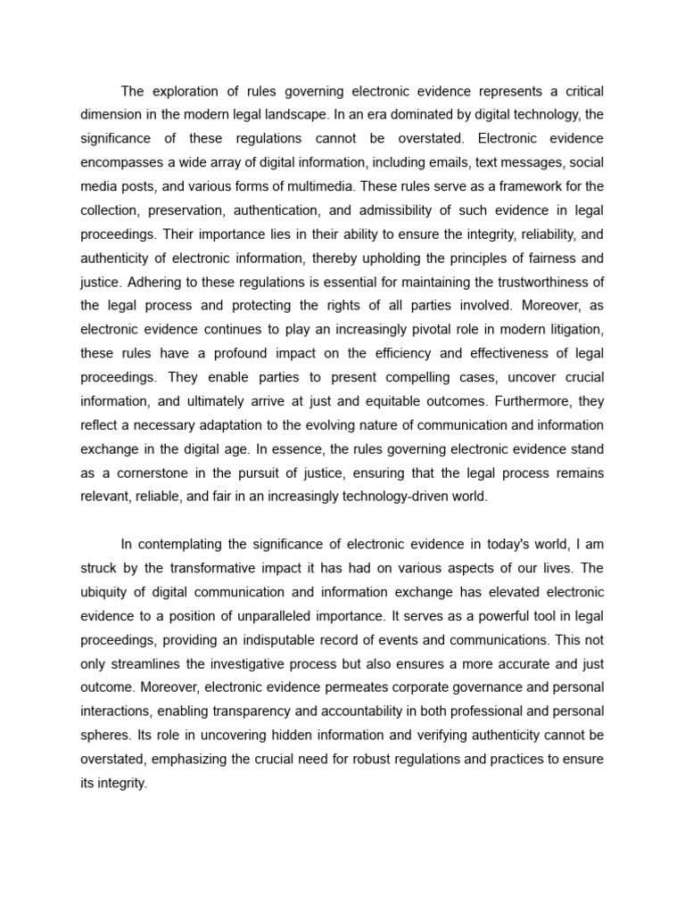 Rules On Electronic Evidence - Ensuring Admissibility and Integrity in ...
