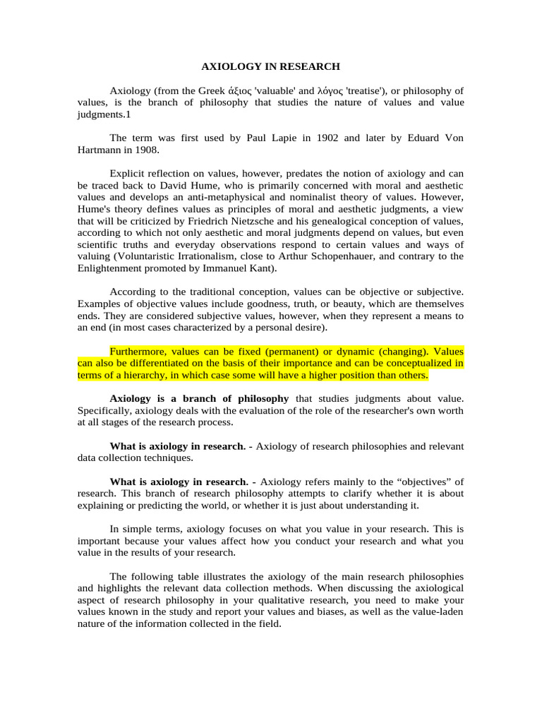 Axiology in Research Lesson 3 | PDF | Qualitative Research | Aesthetics