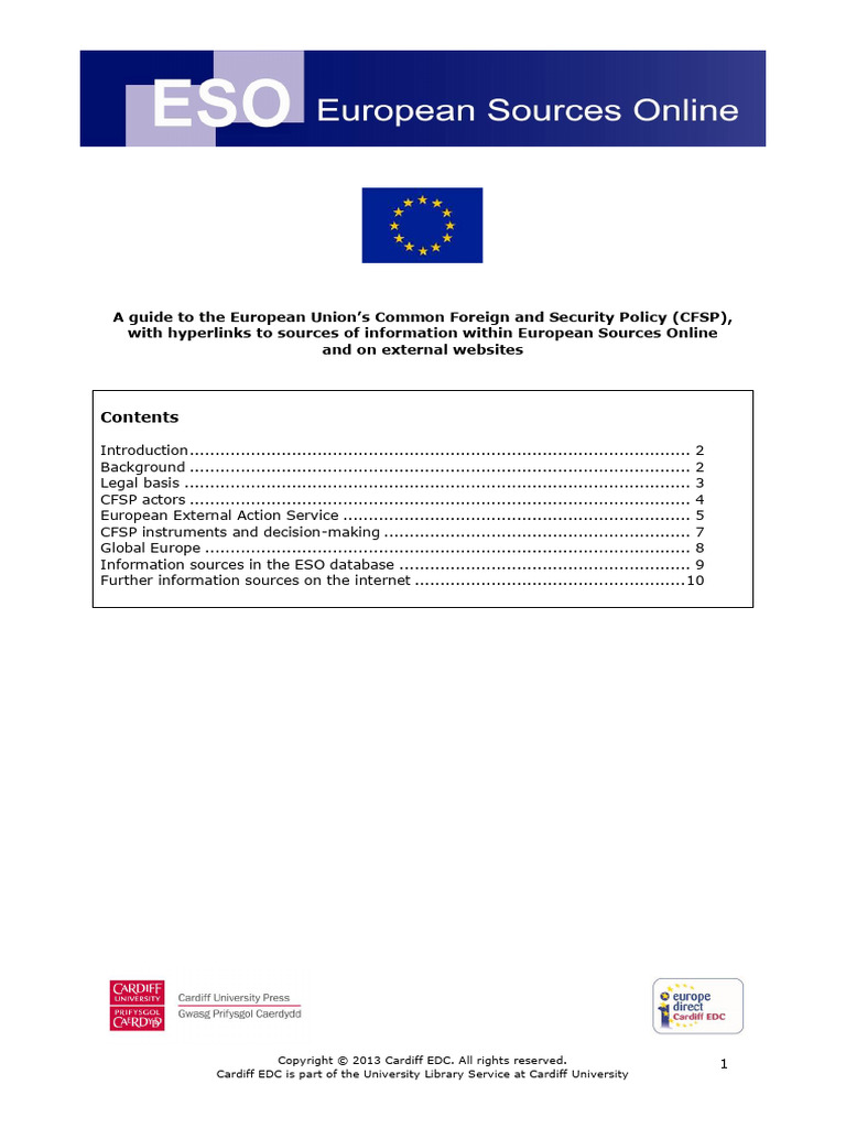 Common-Foreign-Security-Policy | PDF | European Union | Political Science