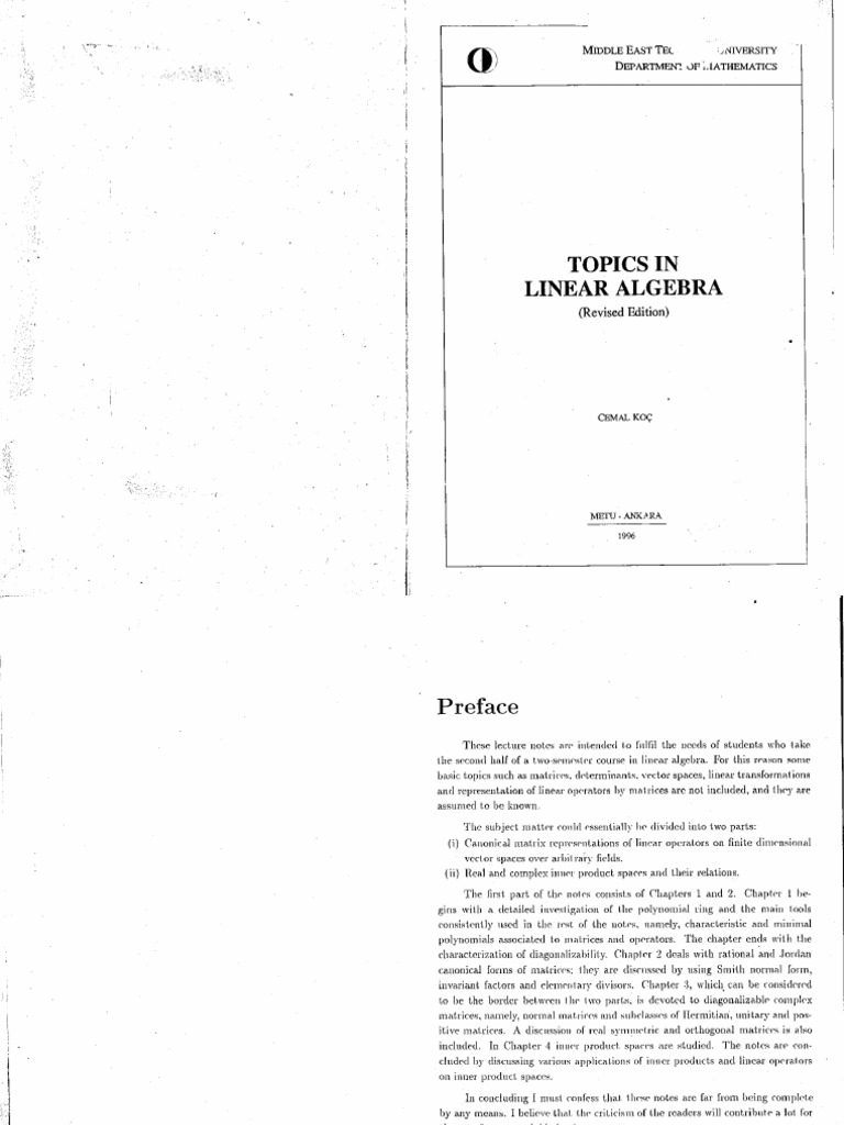 Cemal Koc-Topics in Linear Algebra_240612_134819 | PDF
