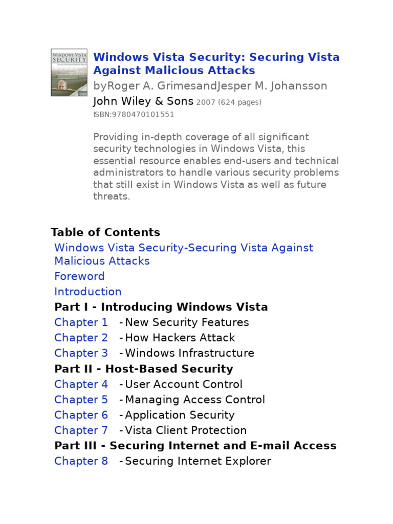 Windows Vista Security - Securing Vista Against Malicious Attacks | PDF ...