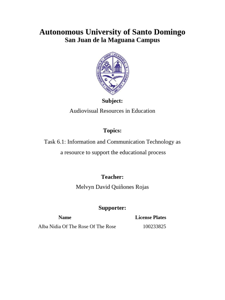 Task 6.1. Information and Communication Technology As A Support Resource For | PDF | Educational ...