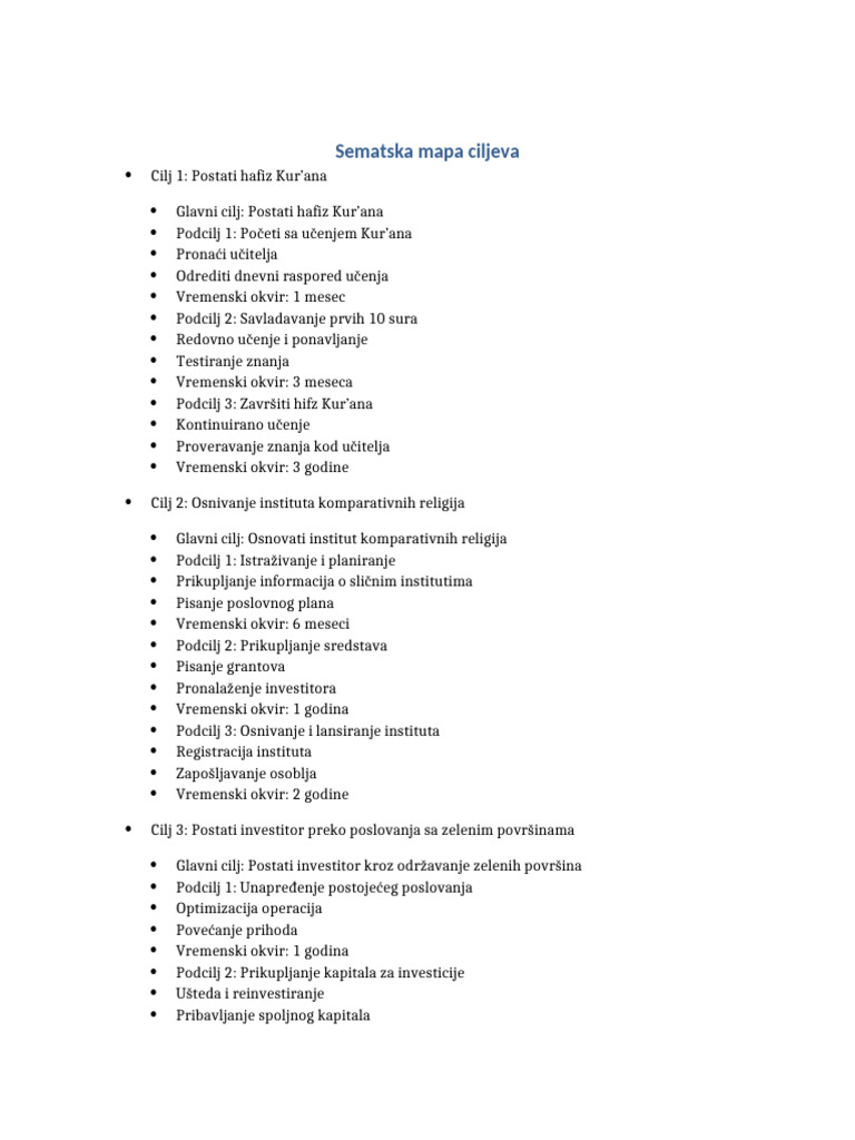 Sematska Mapa Ciljeva | PDF