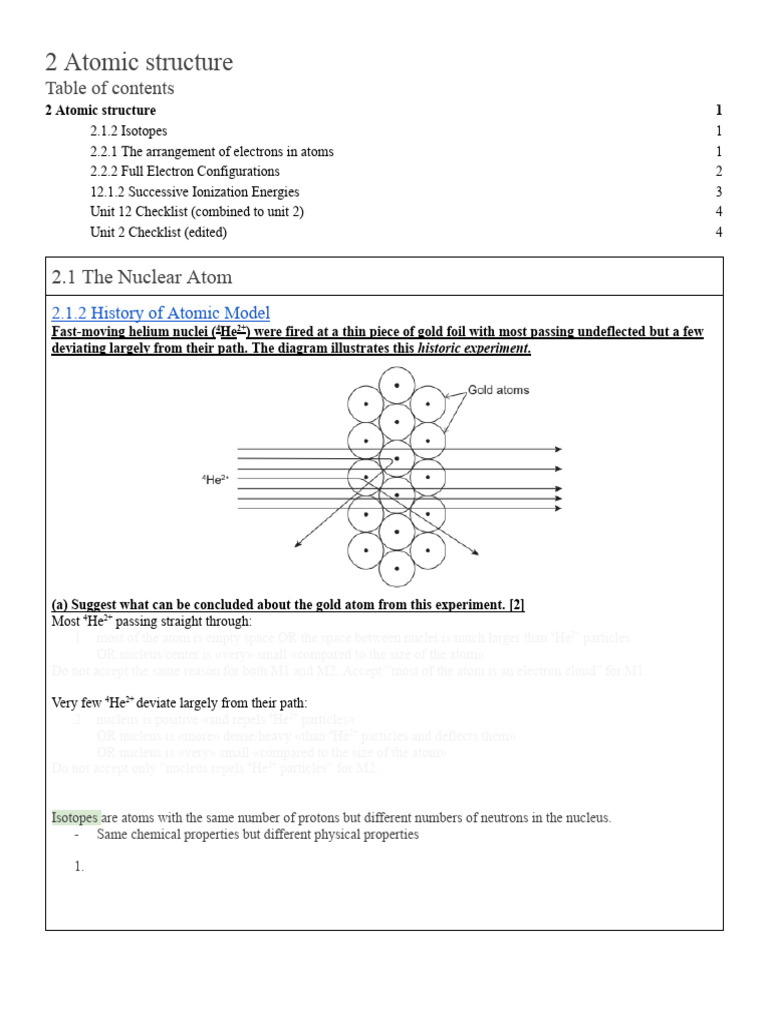 Unit 2 and 12 - Atomic Structure Chemistry Notes | PDF | Energy Level ...