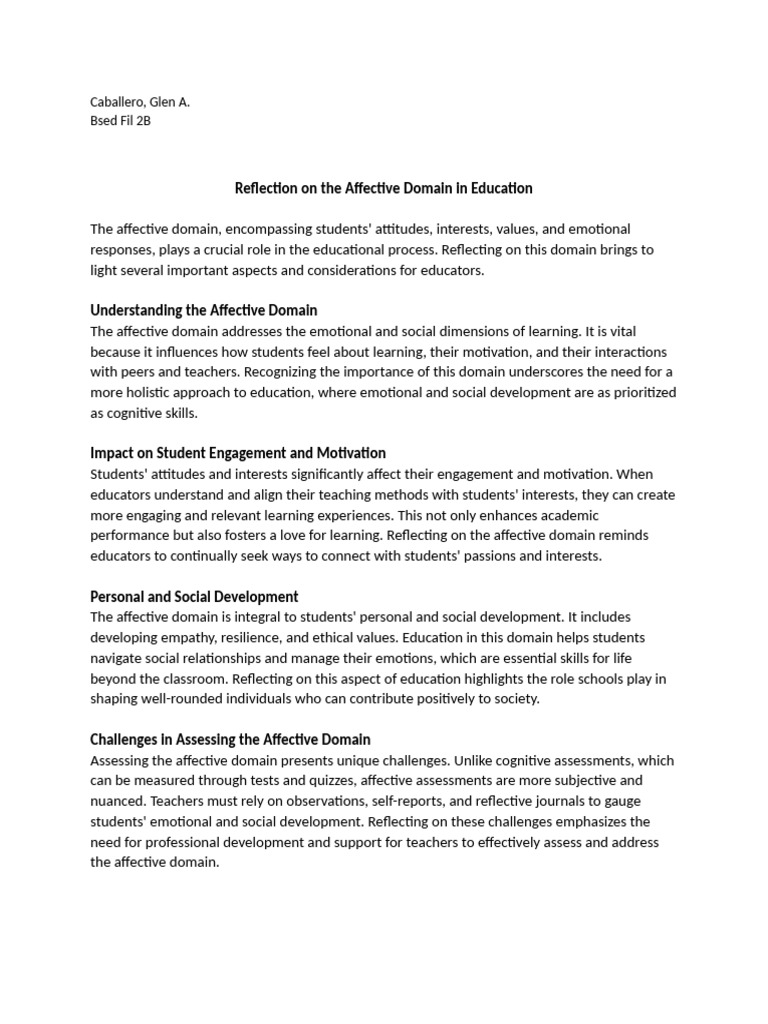 Reflection About Affective domain-DESKTOP-VA81P24 | PDF | Affect ...