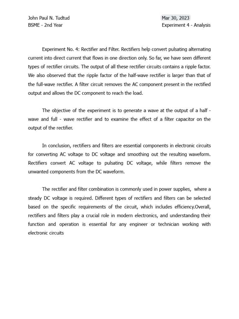 Tudtud Exp4 Analysis | PDF