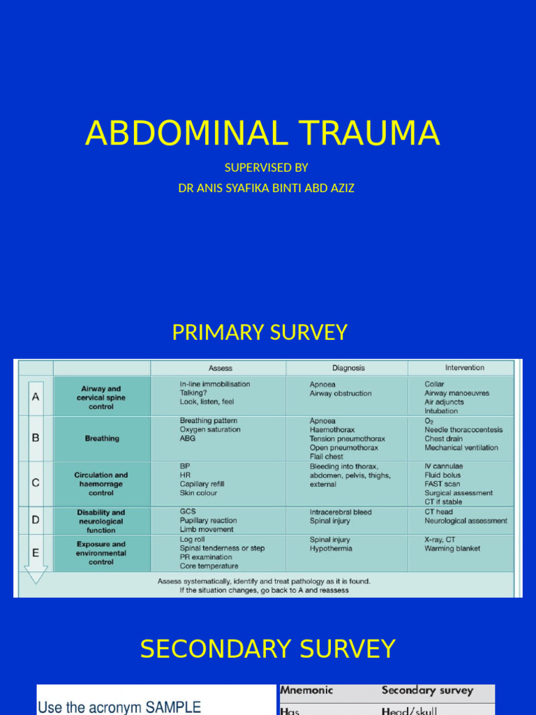 Abdominal Trauma Assessment and Management | PDF | Major Trauma ...