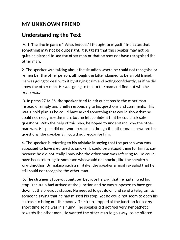 My Unknown Friend | PDF