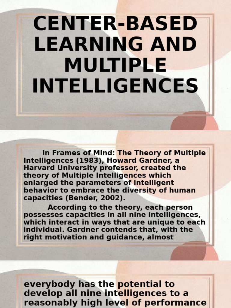 Center-Based Learning & Multiple Intelligences | PDF | Intelligence ...