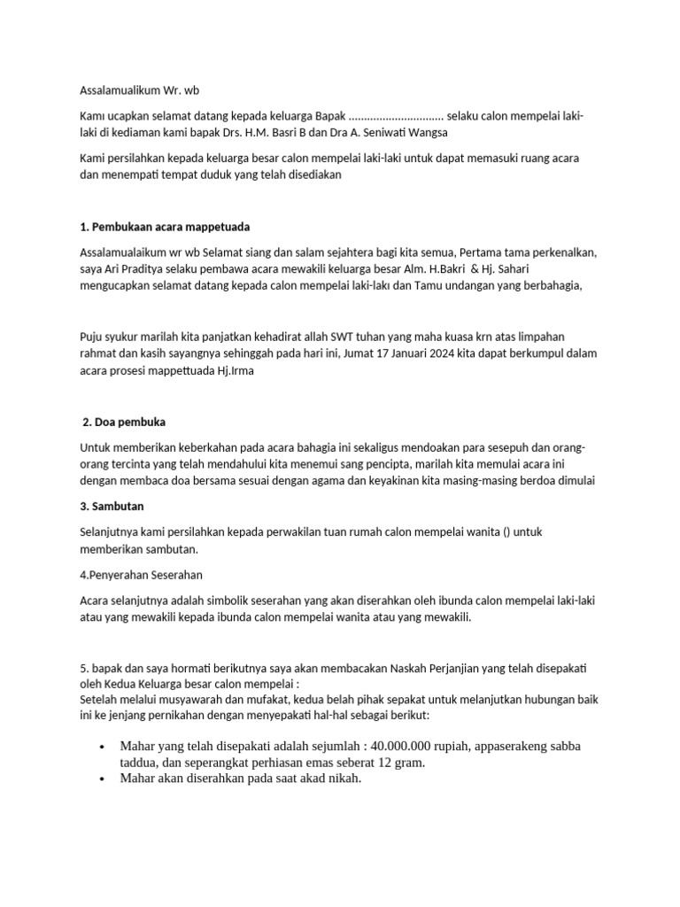 Prosesi Mappettu Ada dan Makna Seserahan | PDF