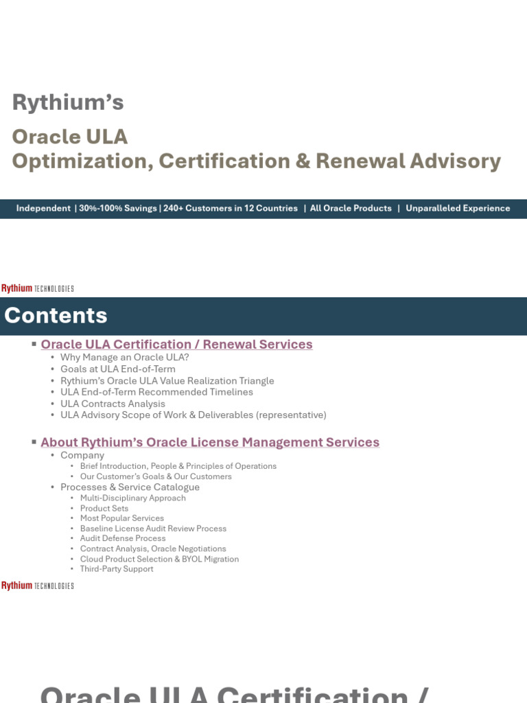 Oracle ULA Certification Renewal Services 2024 | PDF | Oracle ...