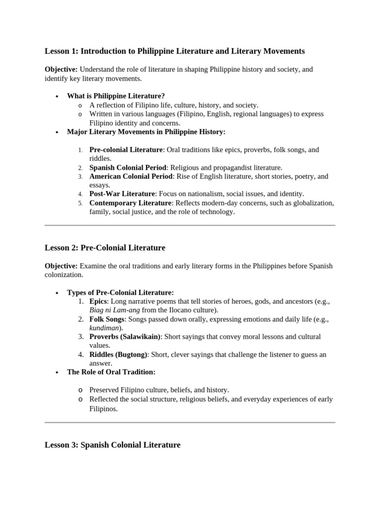 Philippine Literature and Key Movements | PDF | Philippines | Writing