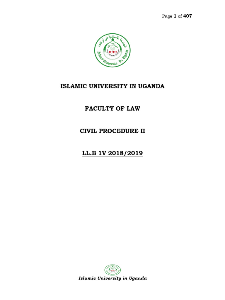 Civil Procedure II Course Outline | PDF | Judgment (Law) | Lawsuit