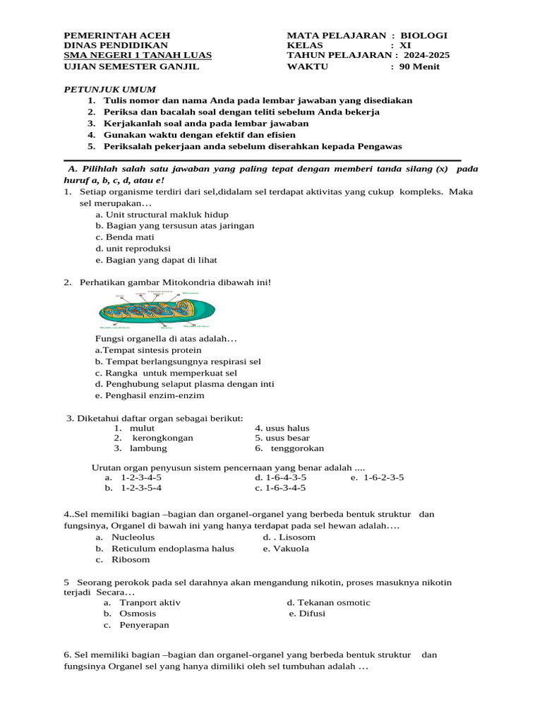Soal Kls 2 Semester Ganjil 2024 | PDF
