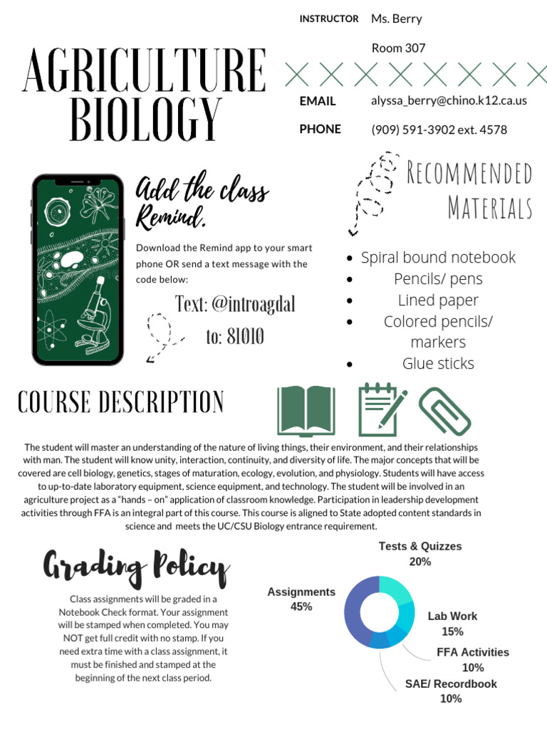 Intro to Agriculture Course Syllabus | PDF | Distance Education | Learning