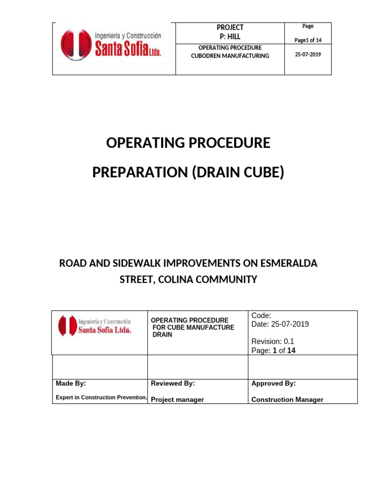 Drain Cube Excavation Procedure | PDF | Safety | Drainage