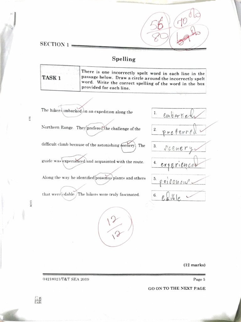 2019 SEA Past Paper ELA | PDF