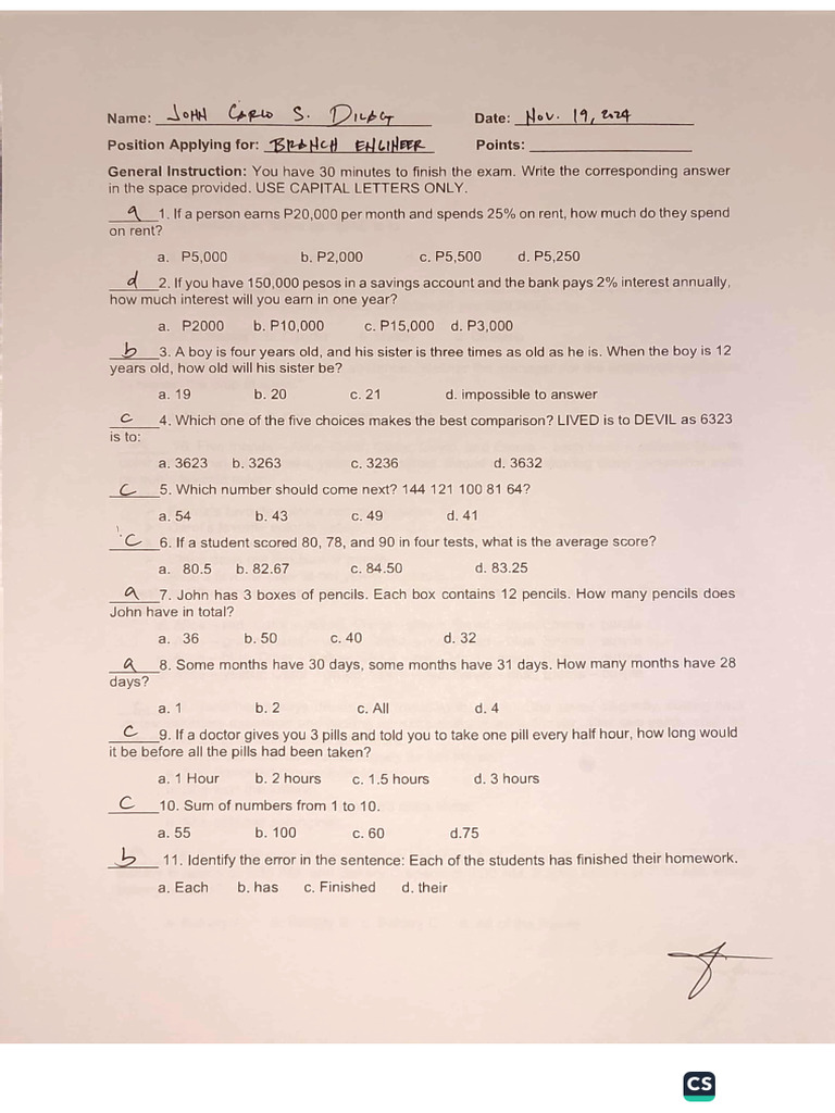pre-employment exam | PDF