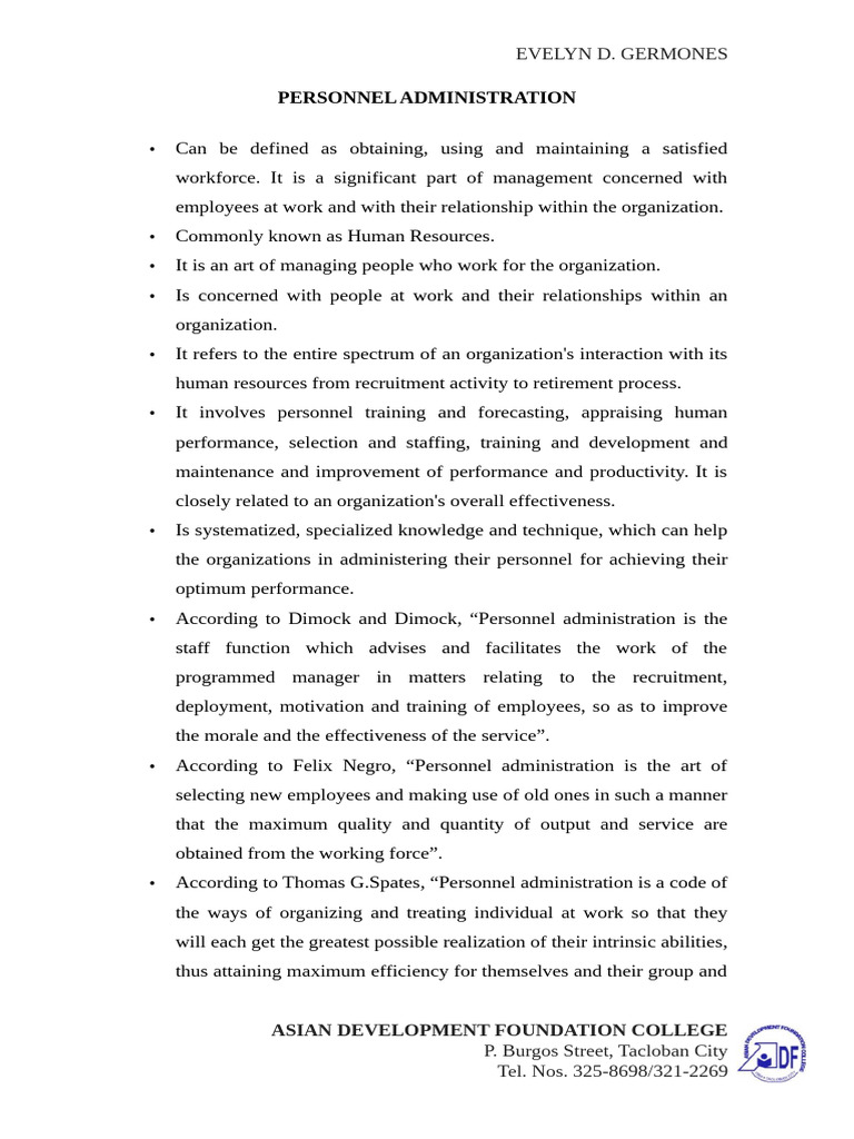 Overview of Personnel Administration | PDF | Cost Of Living ...