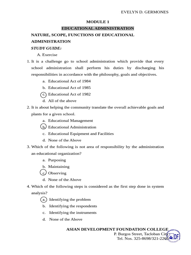 Module Review For Practicum in Educational Administration | PDF | Reality | Leadership