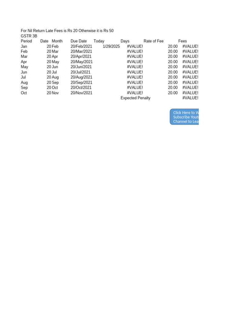 GST Late Fees Calculator | PDF
