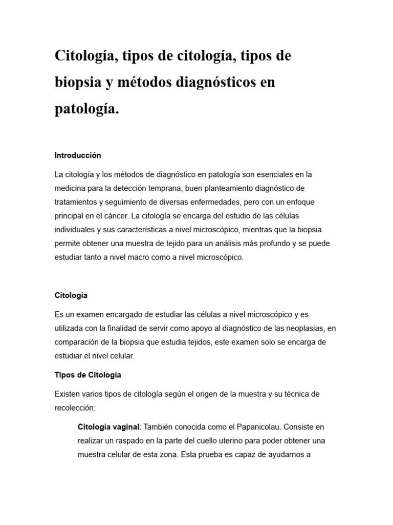 Citología y Biopsia: Diagnósticos Clave | PDF | Biopsia | Cáncer