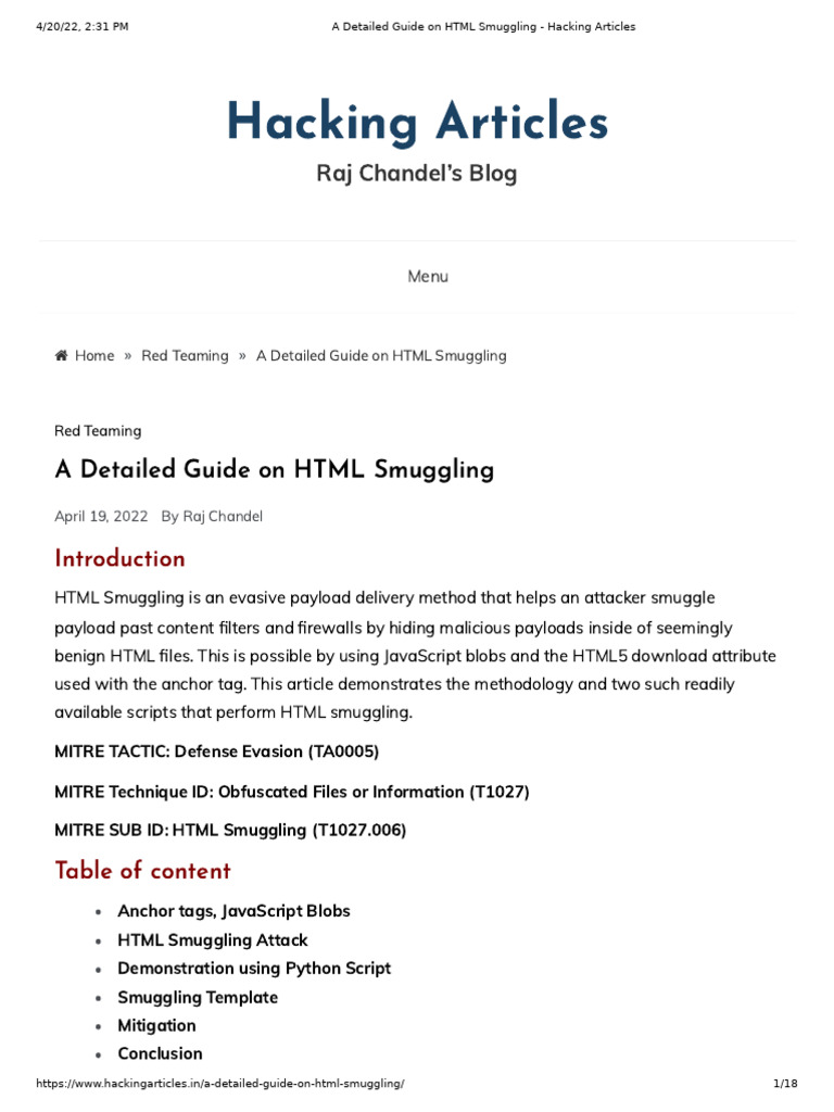 A Detailed Guide on HTML Smuggling | PDF | Html Element | Html