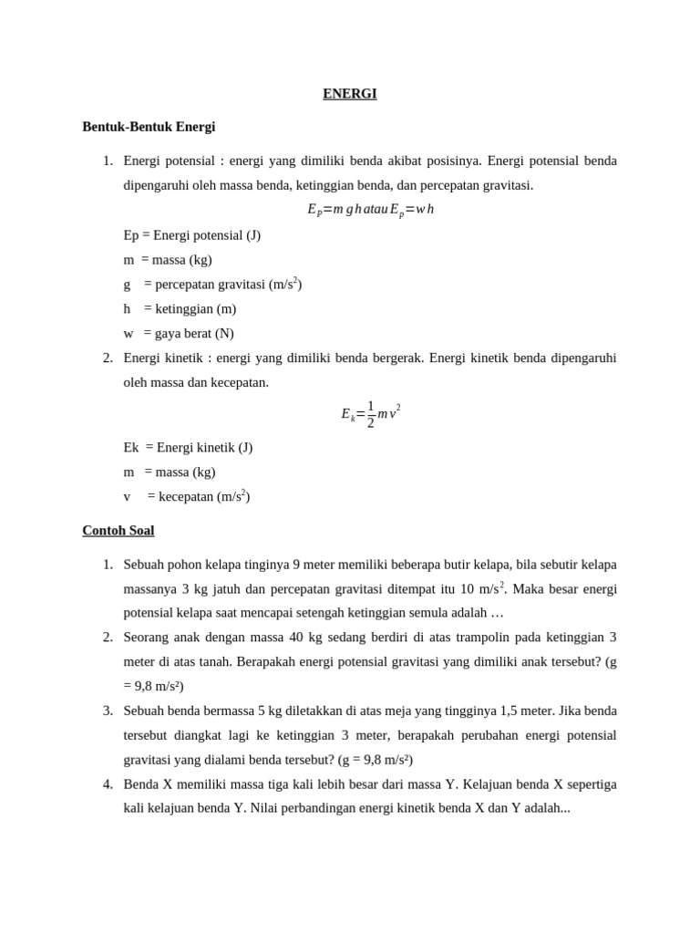 Energi Potensial dan Kinetik: Contoh Soal | PDF