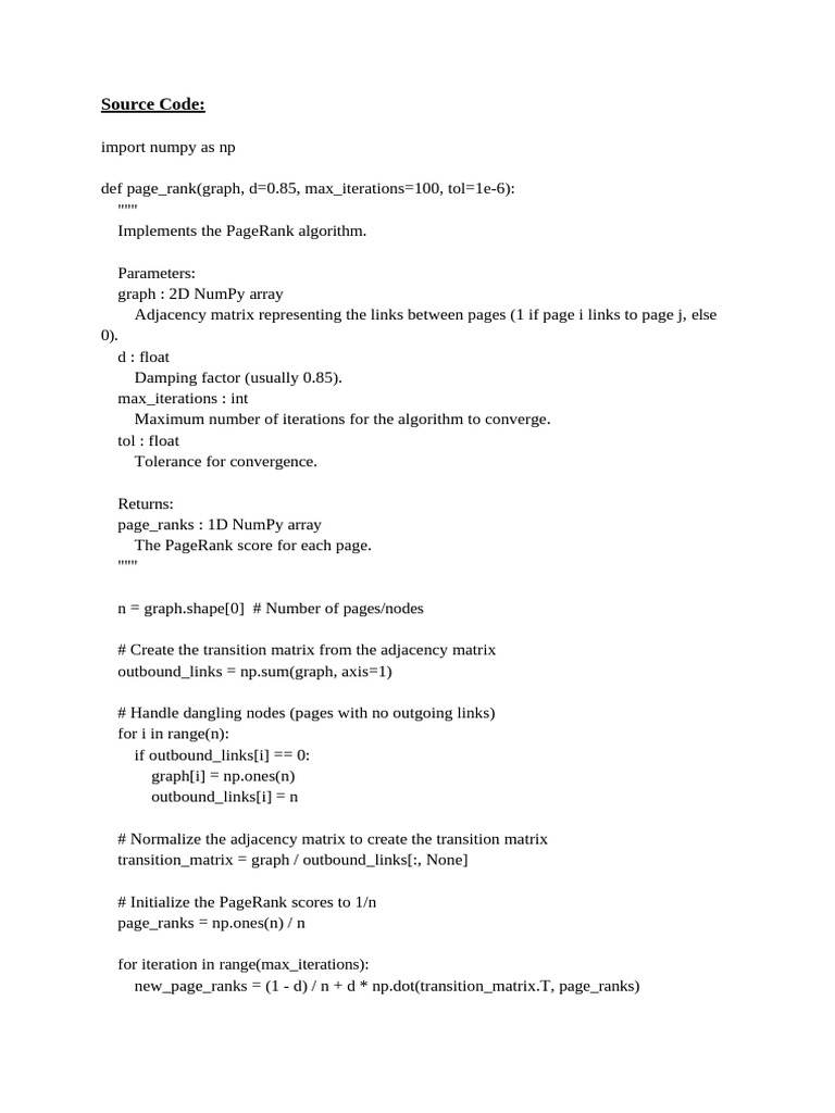 PageRank Algorithm Implementation Guide | PDF | Algorithms | Applied ...