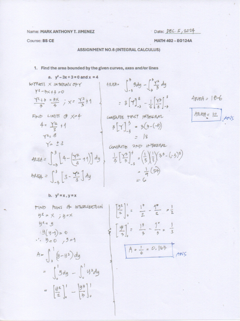 ASSIGNMENT-6-INTEGRAL-CALCULUS- | PDF