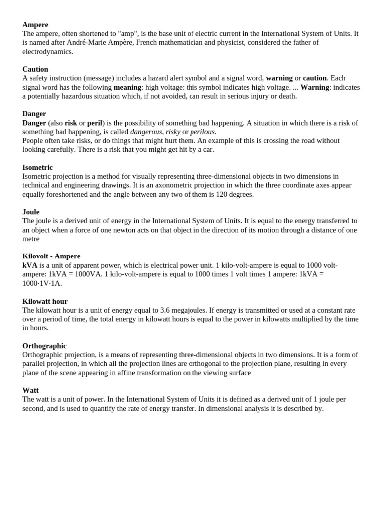 Electrical Meanings and Symbols | PDF | Watt | Electromagnetism