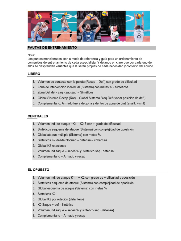 3 Pautas de Entrenamiento Los Especialistas 2522238436 | PDF