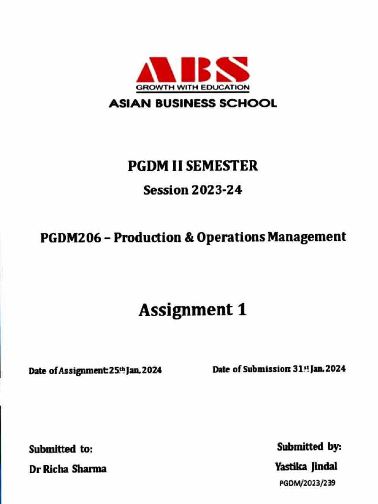 Operations Assignment | PDF