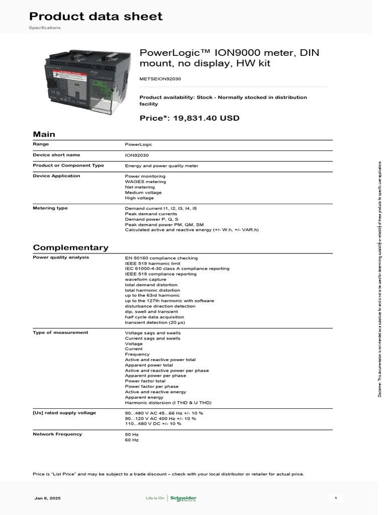PowerLogic ION9000 Meter Overview | PDF | Electromagnetic Compatibility ...