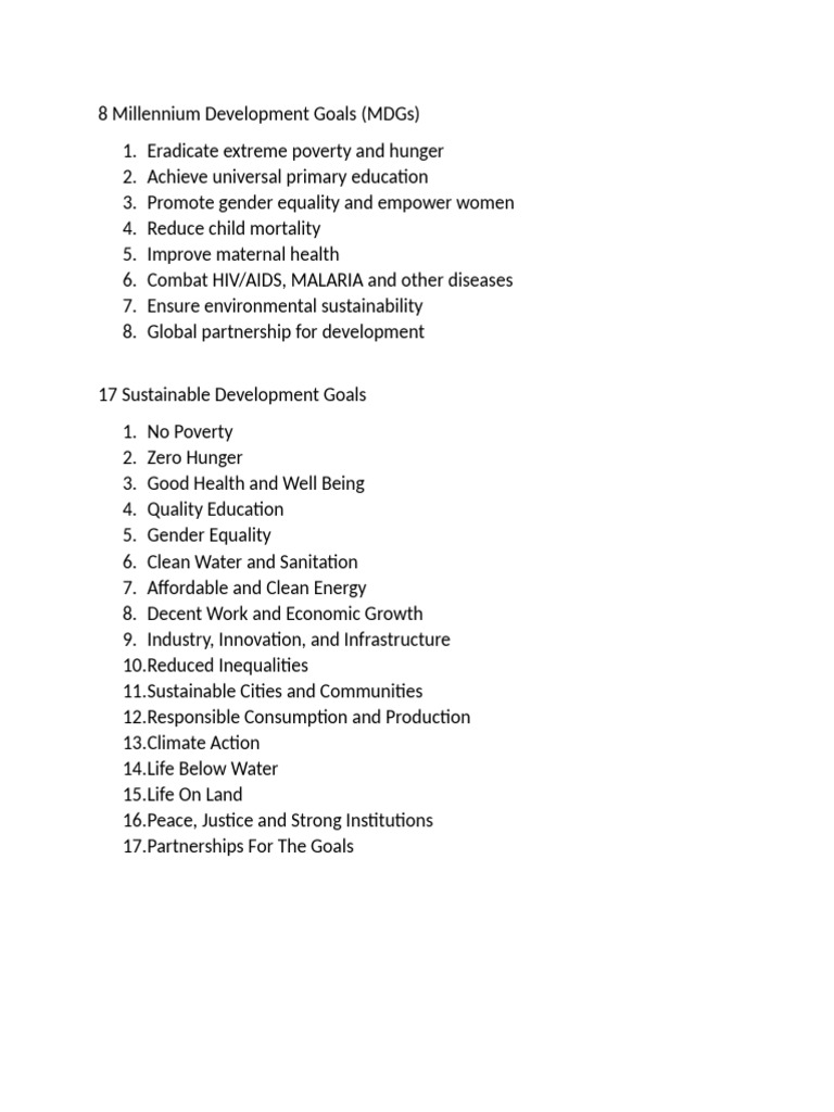 Overview of 8th Millennium Goals | PDF