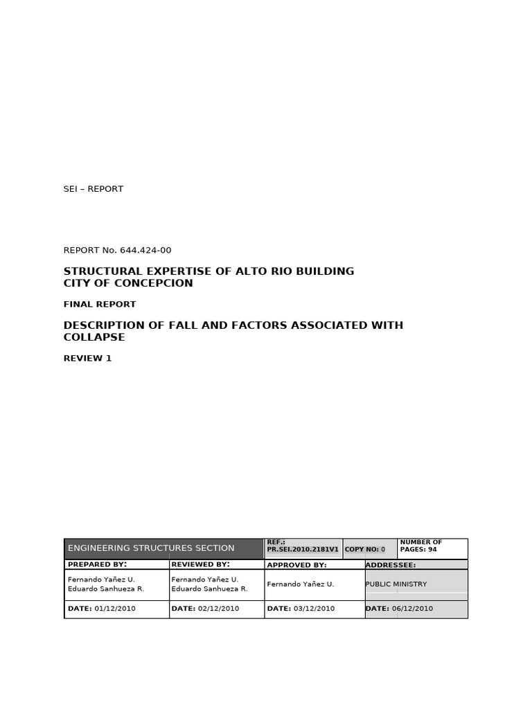 Structural Assessment of The Alto Rio Building Collapse - Concepción ...