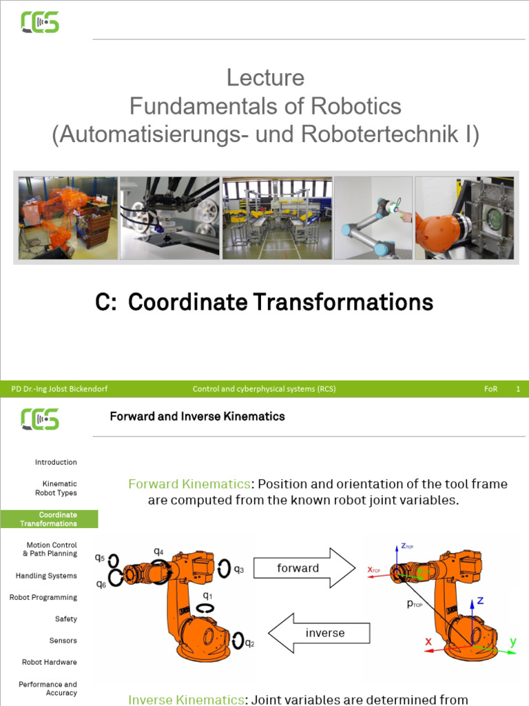 C1 - Coordinate Transformations | PDF | Kinematics | Rotation