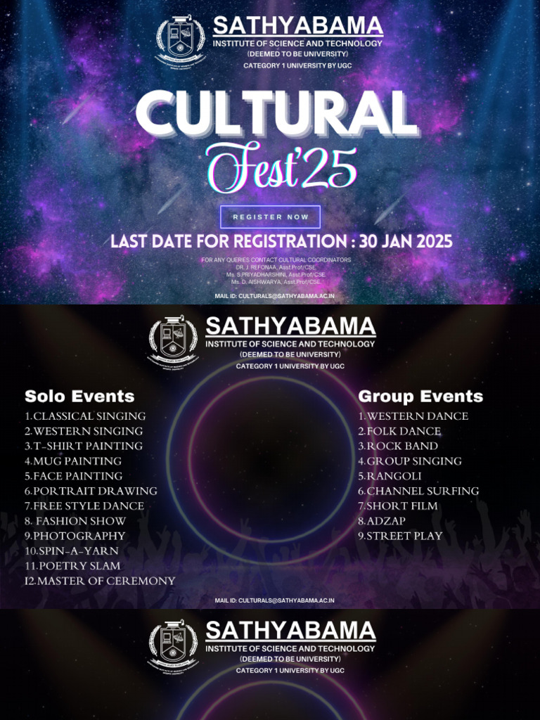 Cultural Fest 2025 Events Brochure | PDF