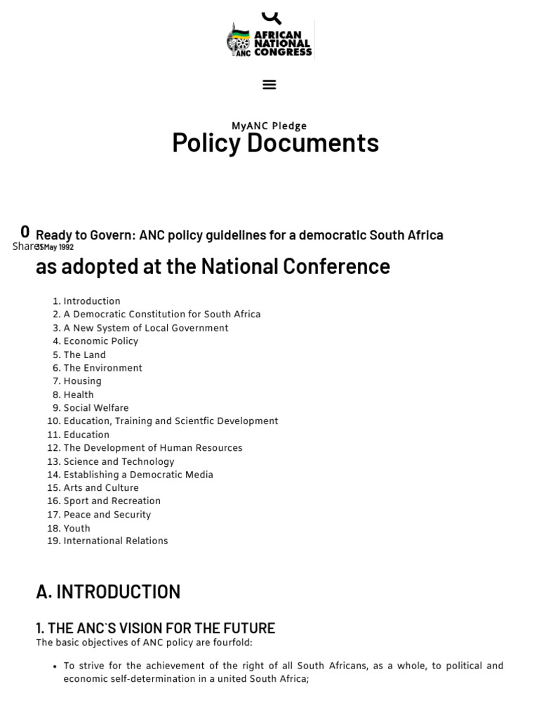 Policy Documents 1992_ Ready to Govern_ ANC Policy Guidelines for a Democratic South Africa ...