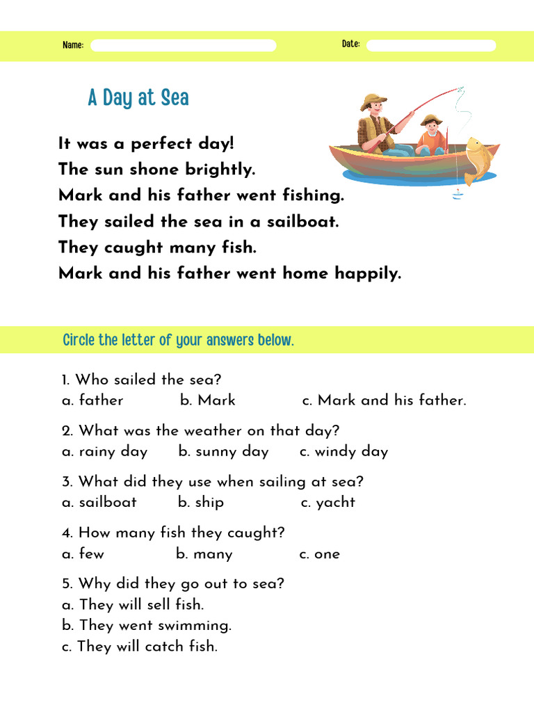 Fishing Adventure Quiz for Kids | PDF