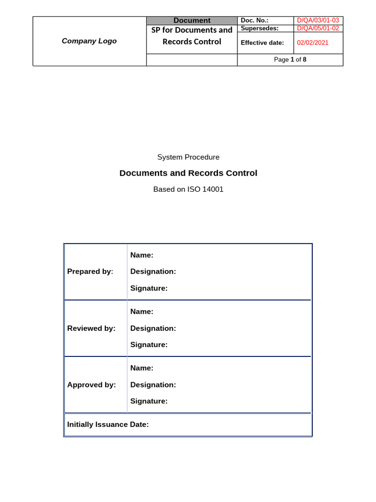 1. SP for Doc n Rec Cont | PDF | Document | Computing