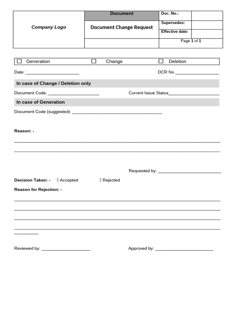 1.03 Document Change Request | PDF