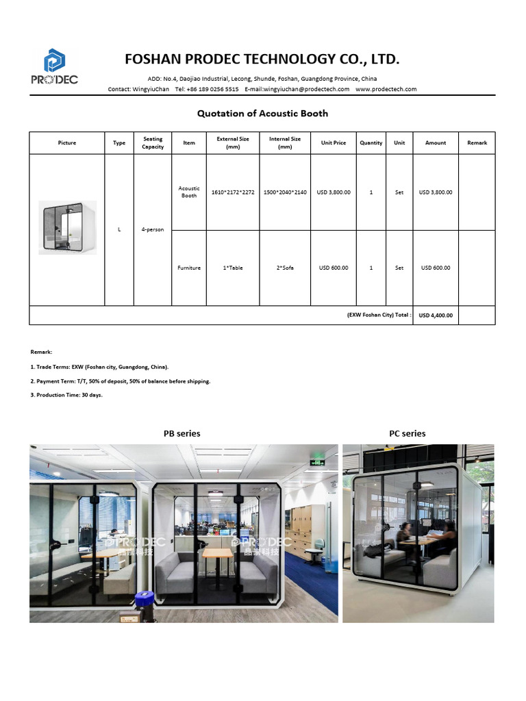 Acoustic Pod PB&PC Series L - EXW | PDF | Door | Building Engineering