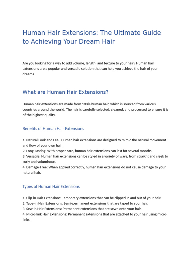 Human Hair Extensions: Your Ultimate Guide | PDF