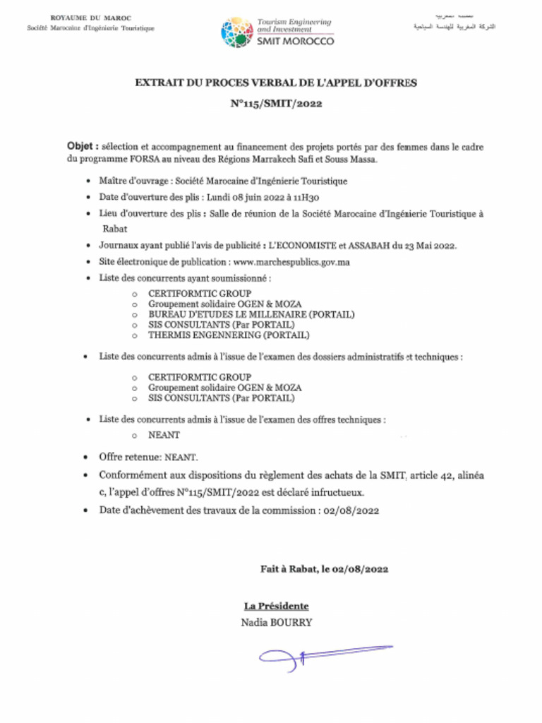 Extrait PV Ao 115-Smit-2022 | PDF