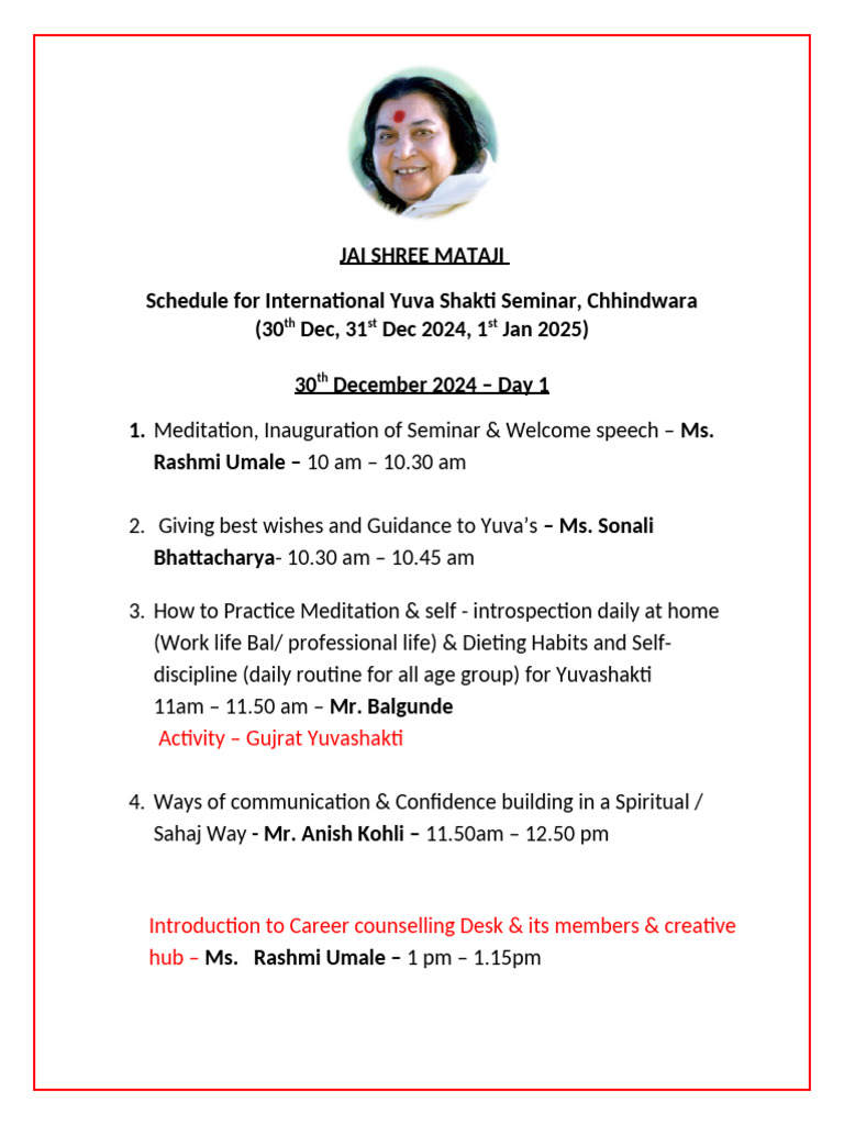 Yuva Shakti Seminar Schedule 2024-2025 | PDF | Indian Philosophy | Āstika